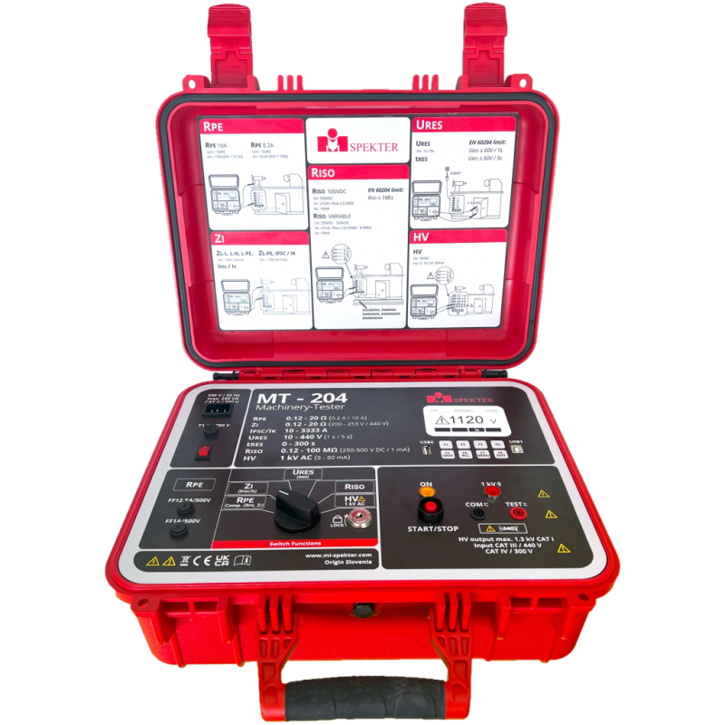 Machinery Tester MT-204 in accordance with EN 60204-1